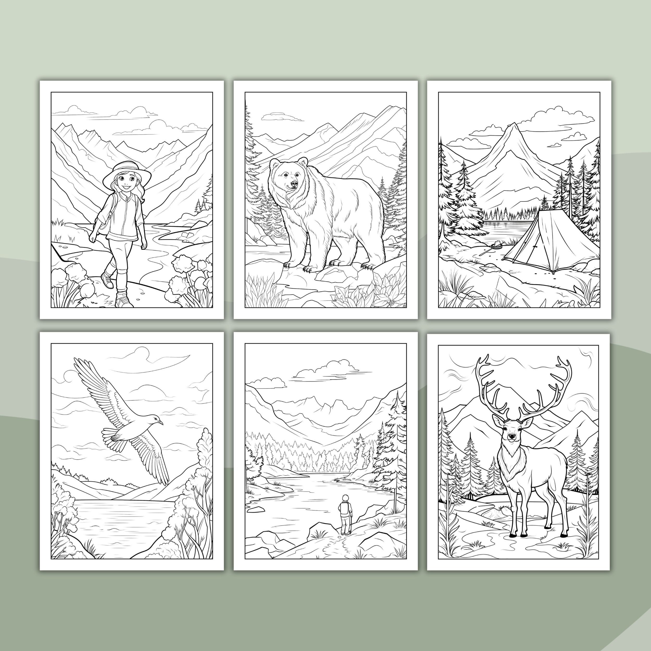 Exploring the Wilderness Adult Coloring Pages Kids Printable Adventure ...