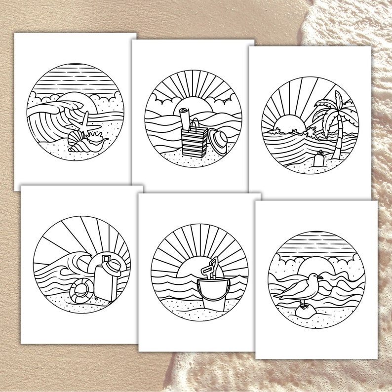 Beach Coloring Pages Summer Coloring Printable Coloring Book - Etsy