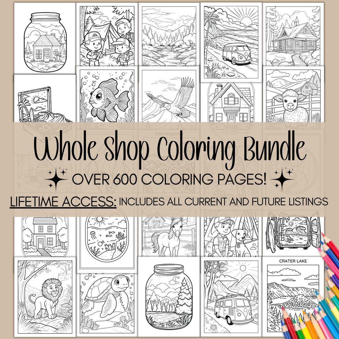 Whole Shop Coloring Bundle Printable Coloring Mega Bundle Coloring Book ...