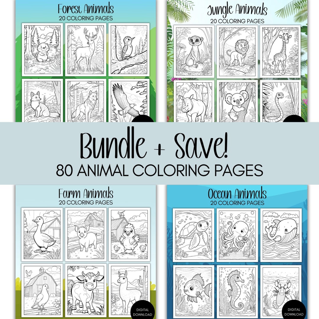 Animal Coloring Bundle Printable Coloring Book for Kids Coloring ...