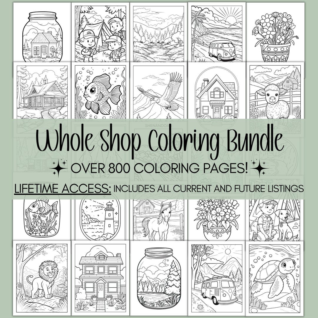 Coloring Page Bundle Entire Shop Printable 800+ Digital Download Pages ...