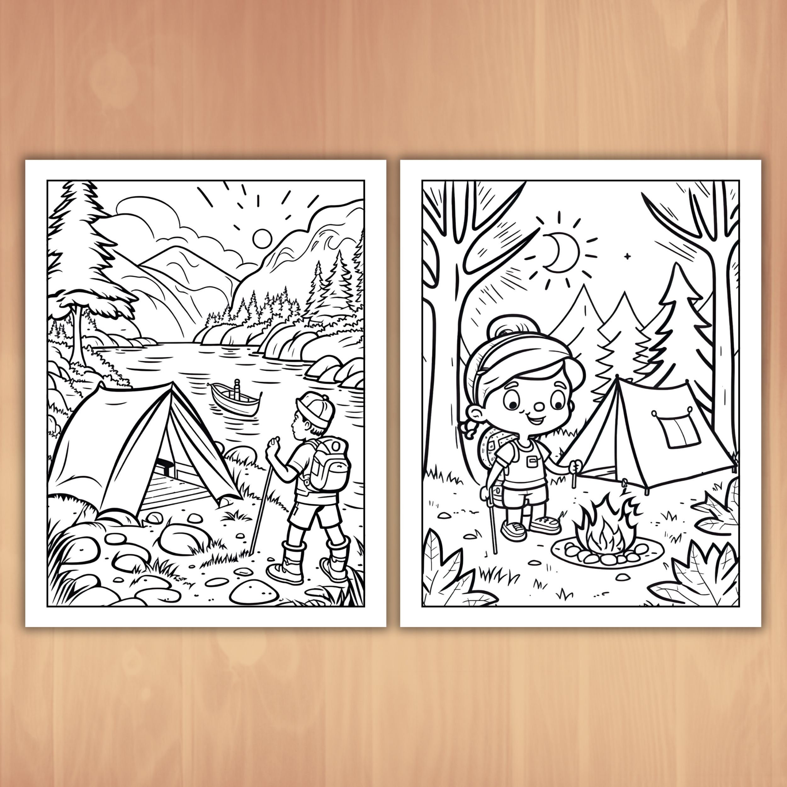 Camping Coloring Pages for Kids Coloring Printable Outdoor Coloring ...