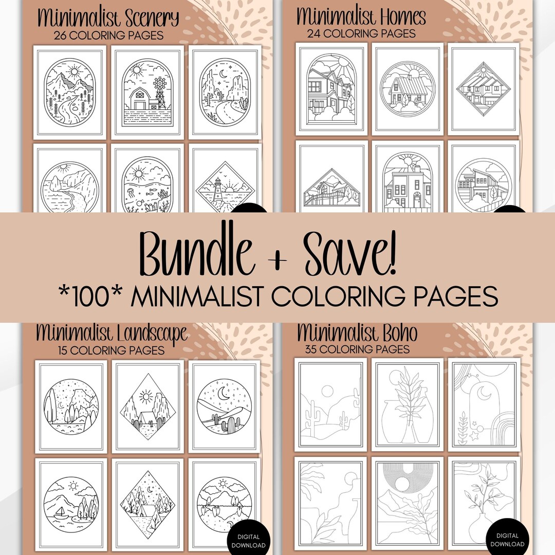 Minimalist Coloring Pages Bundle Printable Coloring Pages Boho Coloring ...
