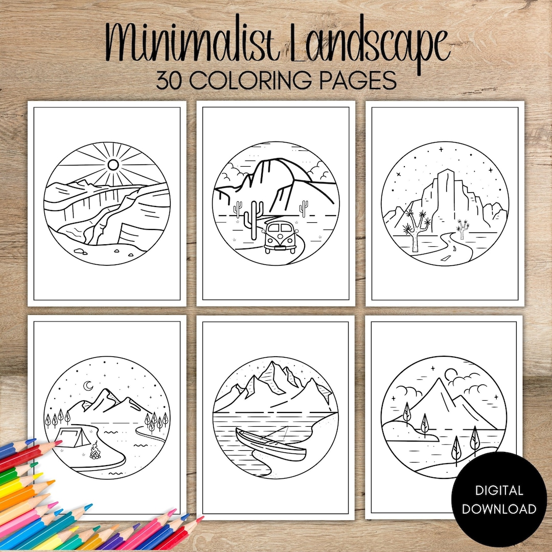 Landscape Coloring Pages Minimalist Scenery Coloring Adult Printable ...