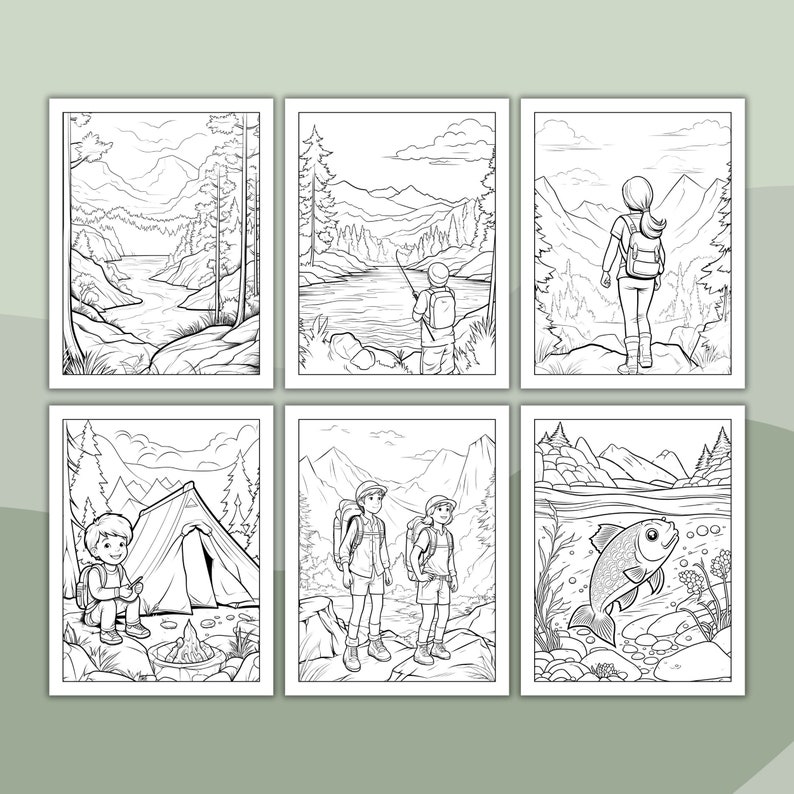 Exploring the Wilderness Adult Coloring Pages Kids Printable Adventure ...