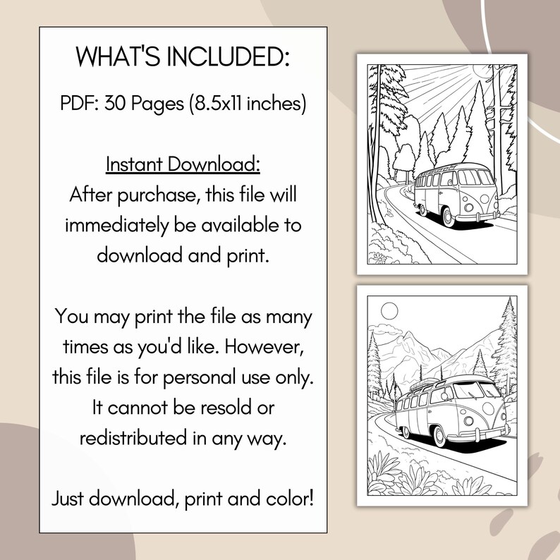 Road Trip Coloring Pages Minimalist Scenery Coloring for All Ages ...