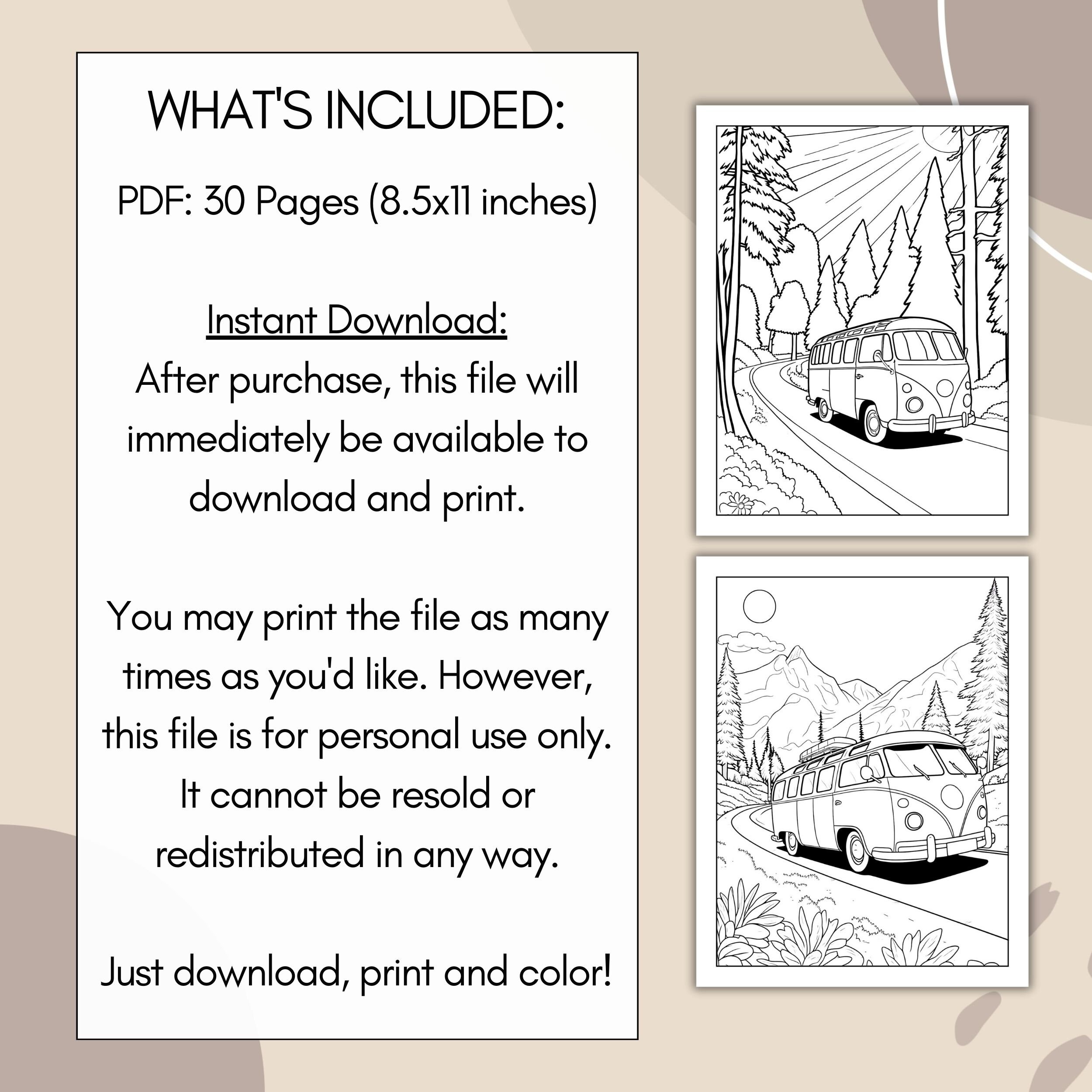 Road Trip Coloring Pages Minimalist Scenery Coloring for All Ages ...