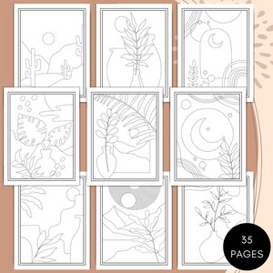 Minimalist Coloring Pages Bundle Printable Coloring Pages Boho Coloring ...