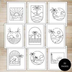 Beach Coloring Pages Printable Summer Coloring Bundle Printable Beach ...