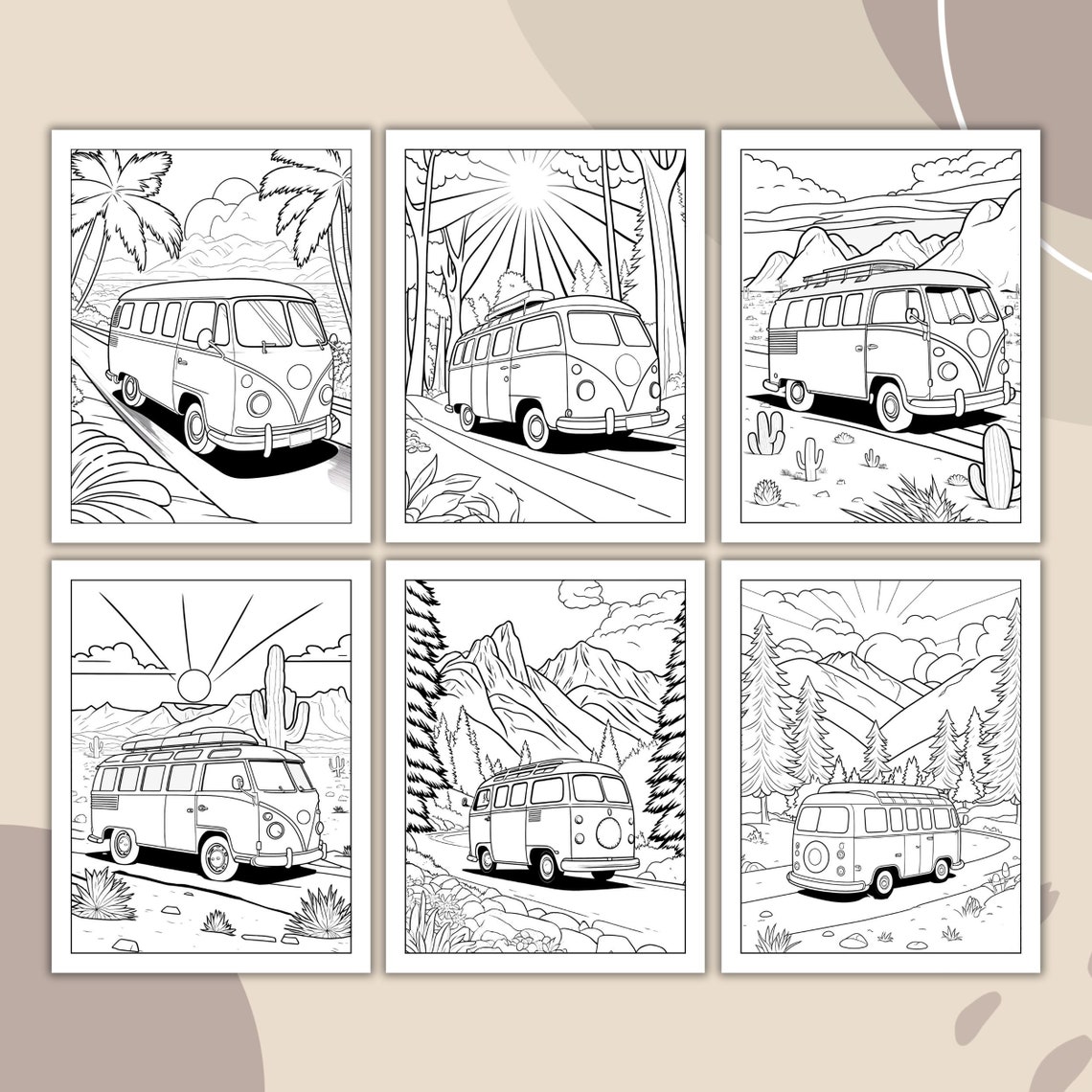 Road Trip Coloring Pages Minimalist Scenery Coloring for All Ages ...