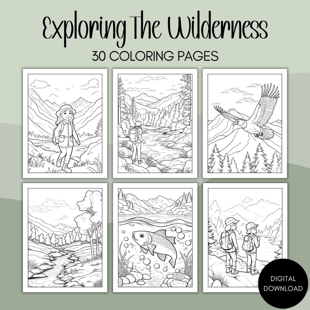 Exploring the Wilderness Adult Coloring Pages Kids Printable Adventure ...