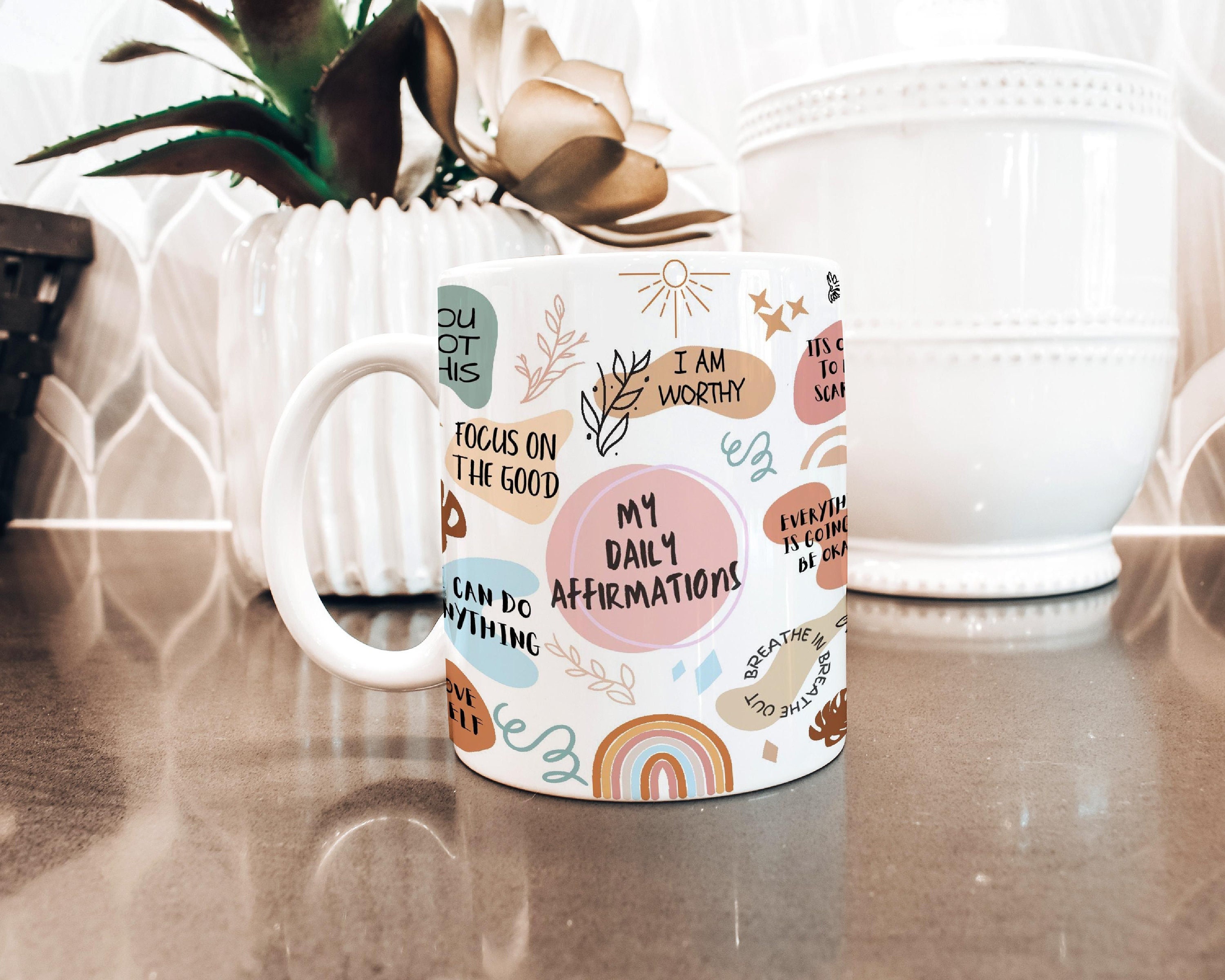 Daily Affirmations Boho Coffee Mug Motivational Uplifting Self Love ...
