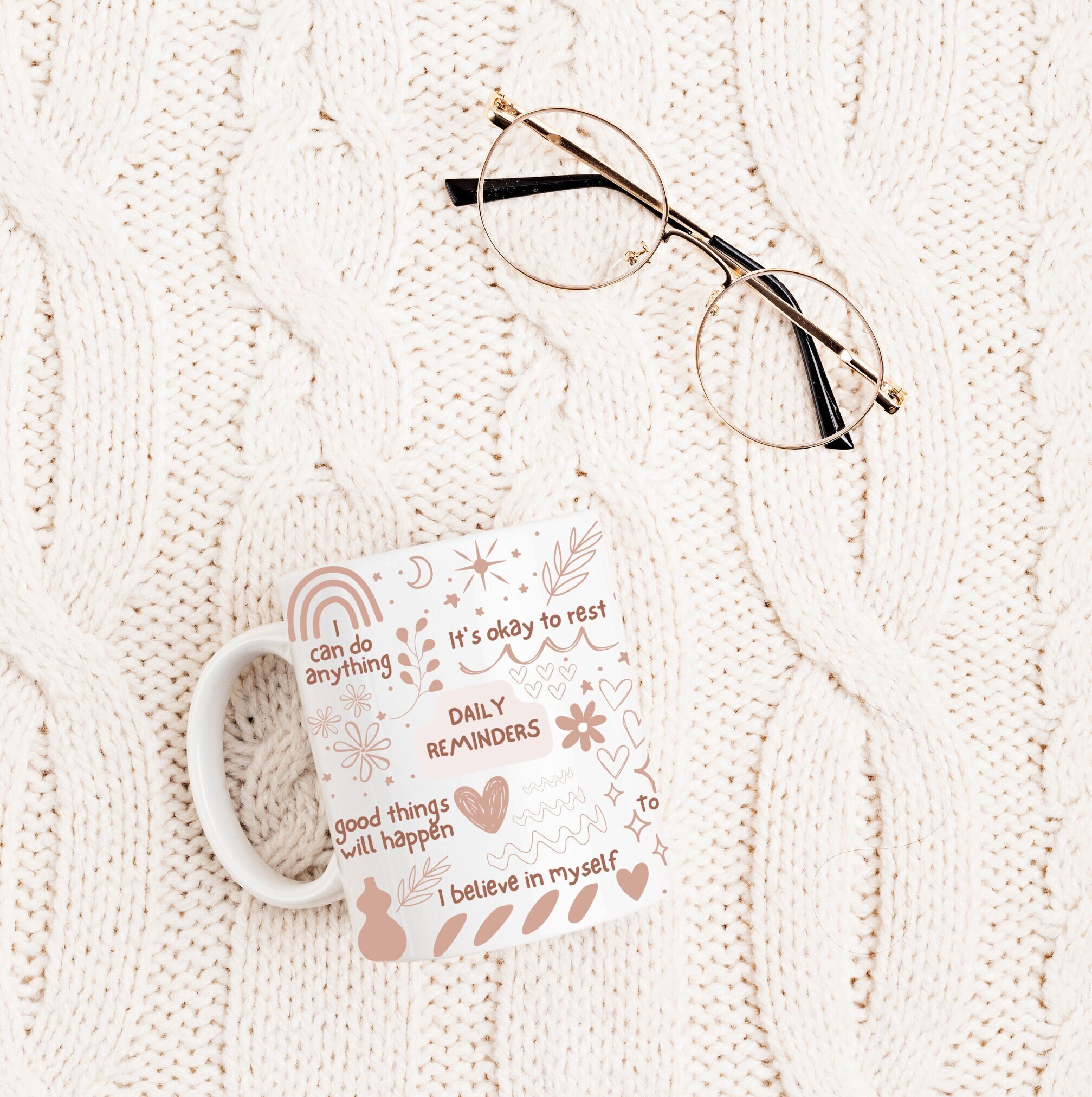 Daily Reminders Boho Coffee Mug Daily Affirmations Self Care Reminders ...