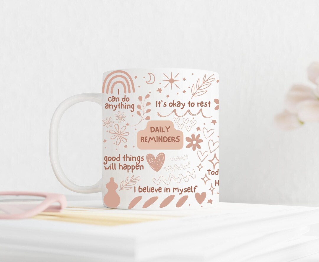 Daily Reminders Boho Coffee Mug Daily Affirmations Self Care Reminders ...