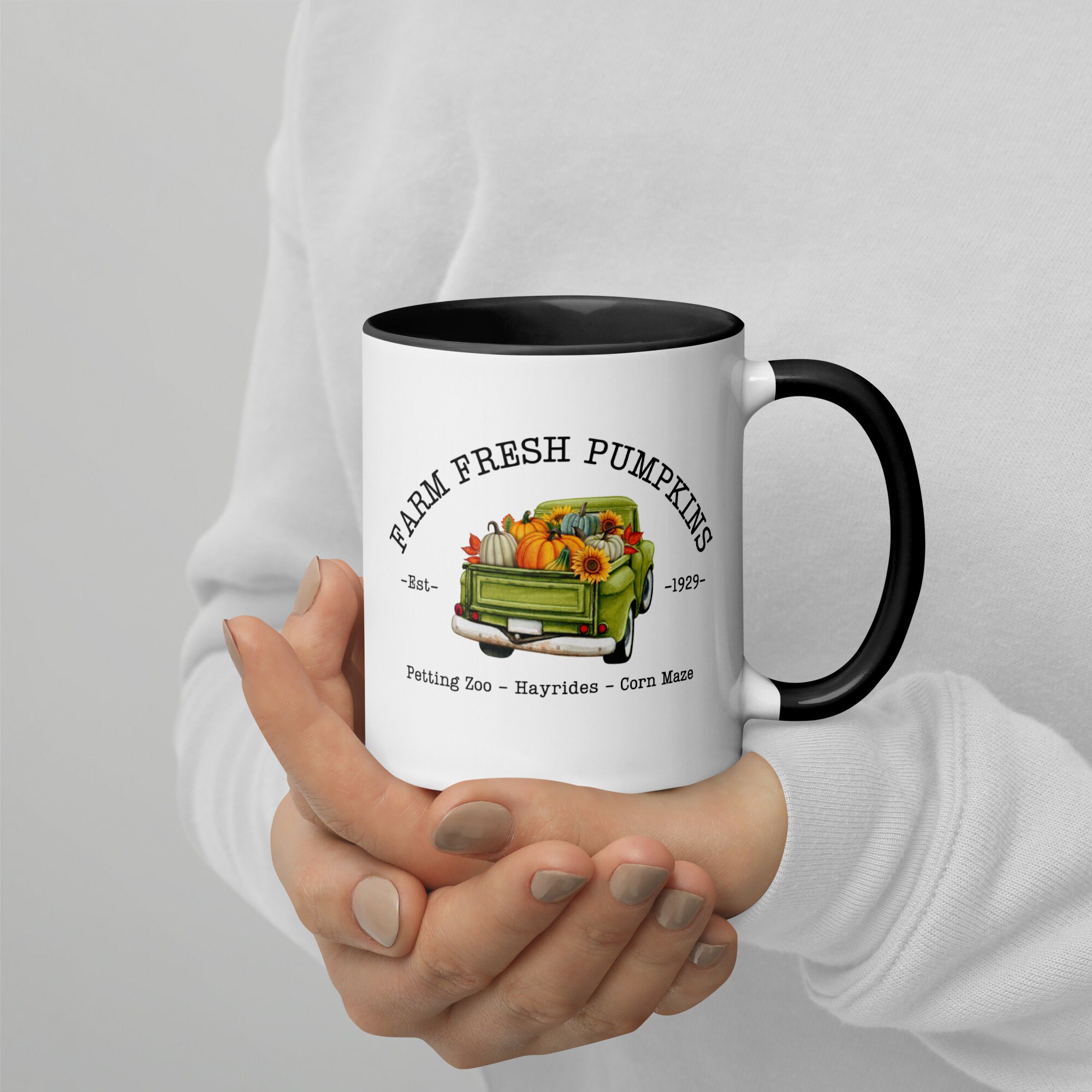 Farm Fresh Pumpkins Mug With Color Inside, Harvest Mug With Vintage ...