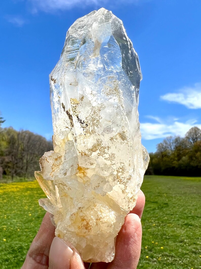 Golden Healer Himalayan Quartz Crystal | Flower Cluster Base, Rainbow ...