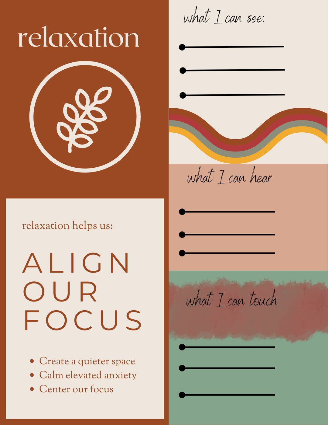 Relaxation Worksheet for Anxiety Management, Self Care Printable ...