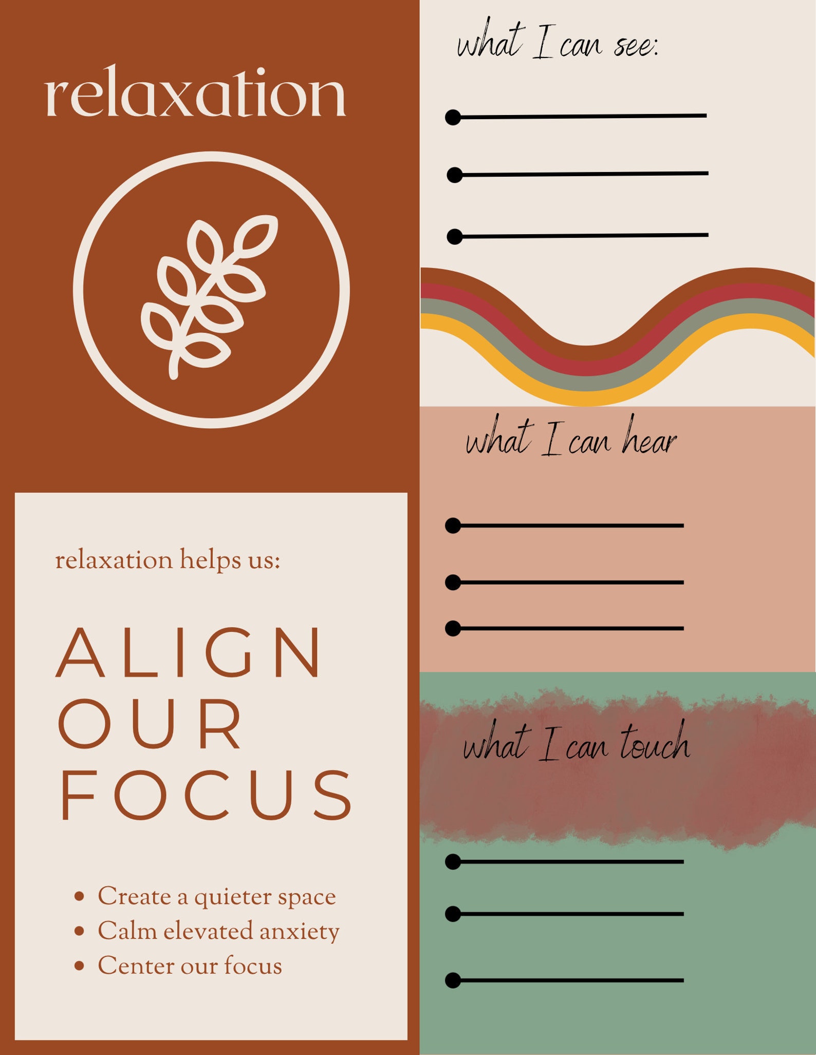 Relaxation Worksheet for Anxiety Management, Self Care Printable ...