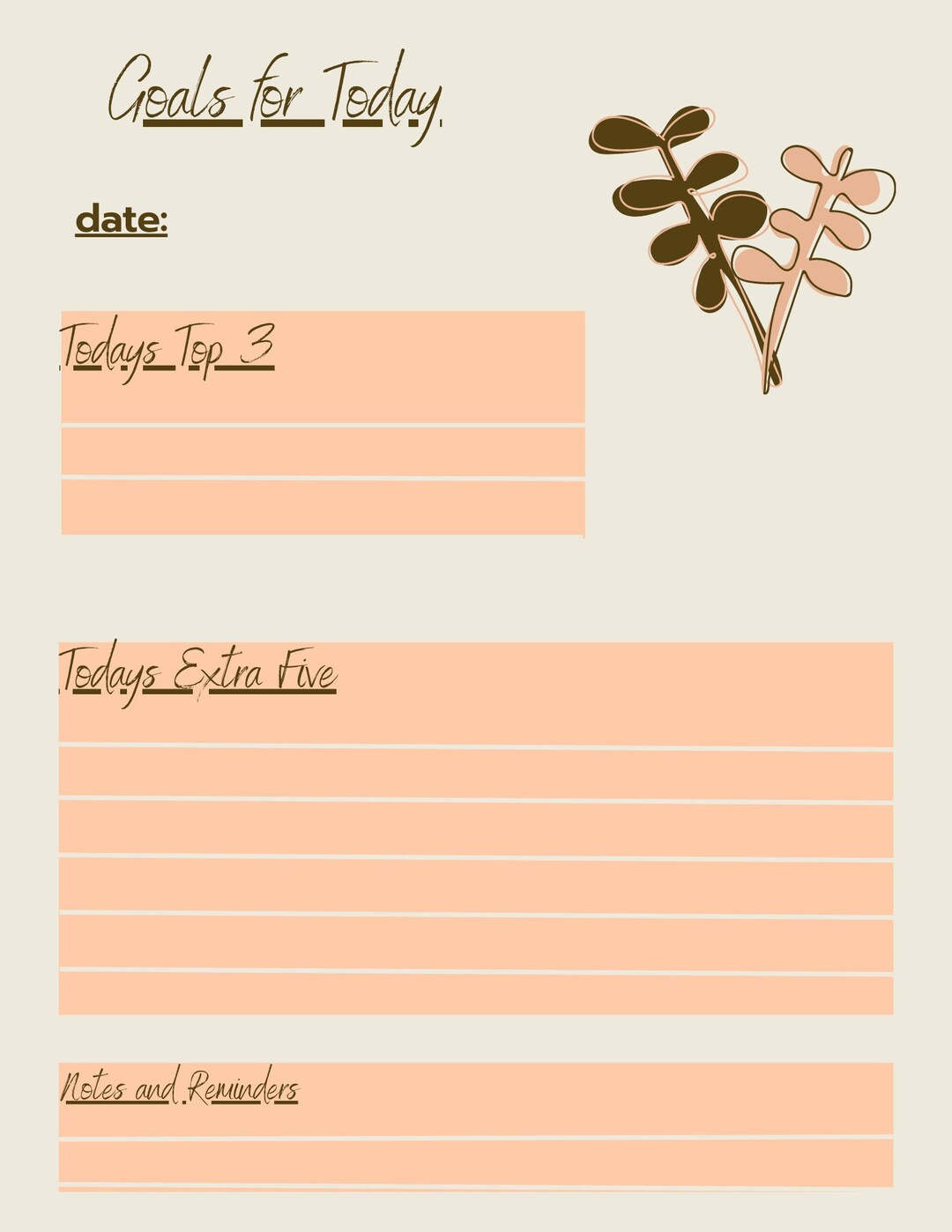 Goals Worksheet - Time Management Daily Planner Printable - Etsy