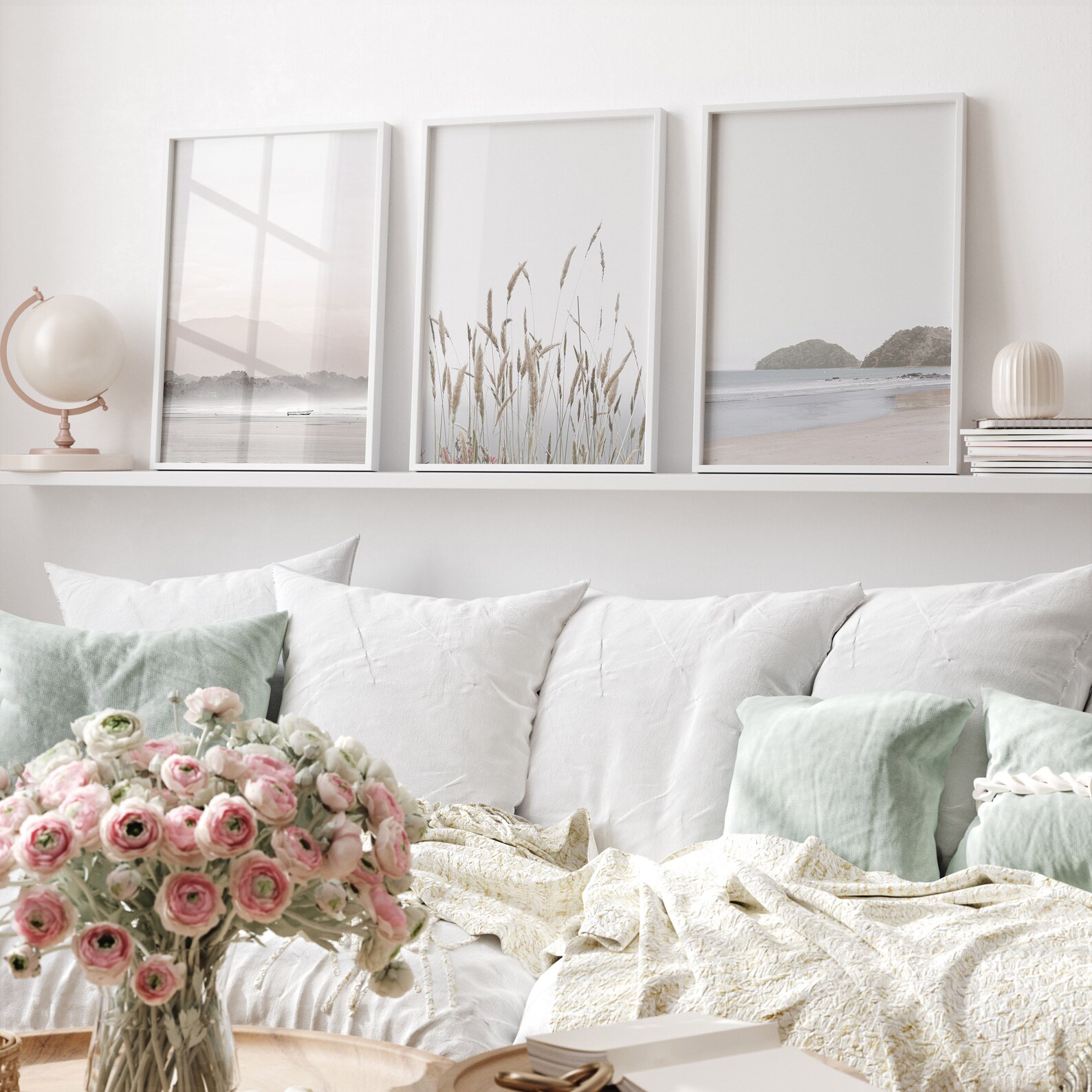 Coastal Set of 3 Pastel Wall Art Modern Prints Tropical Set Art Ocean ...