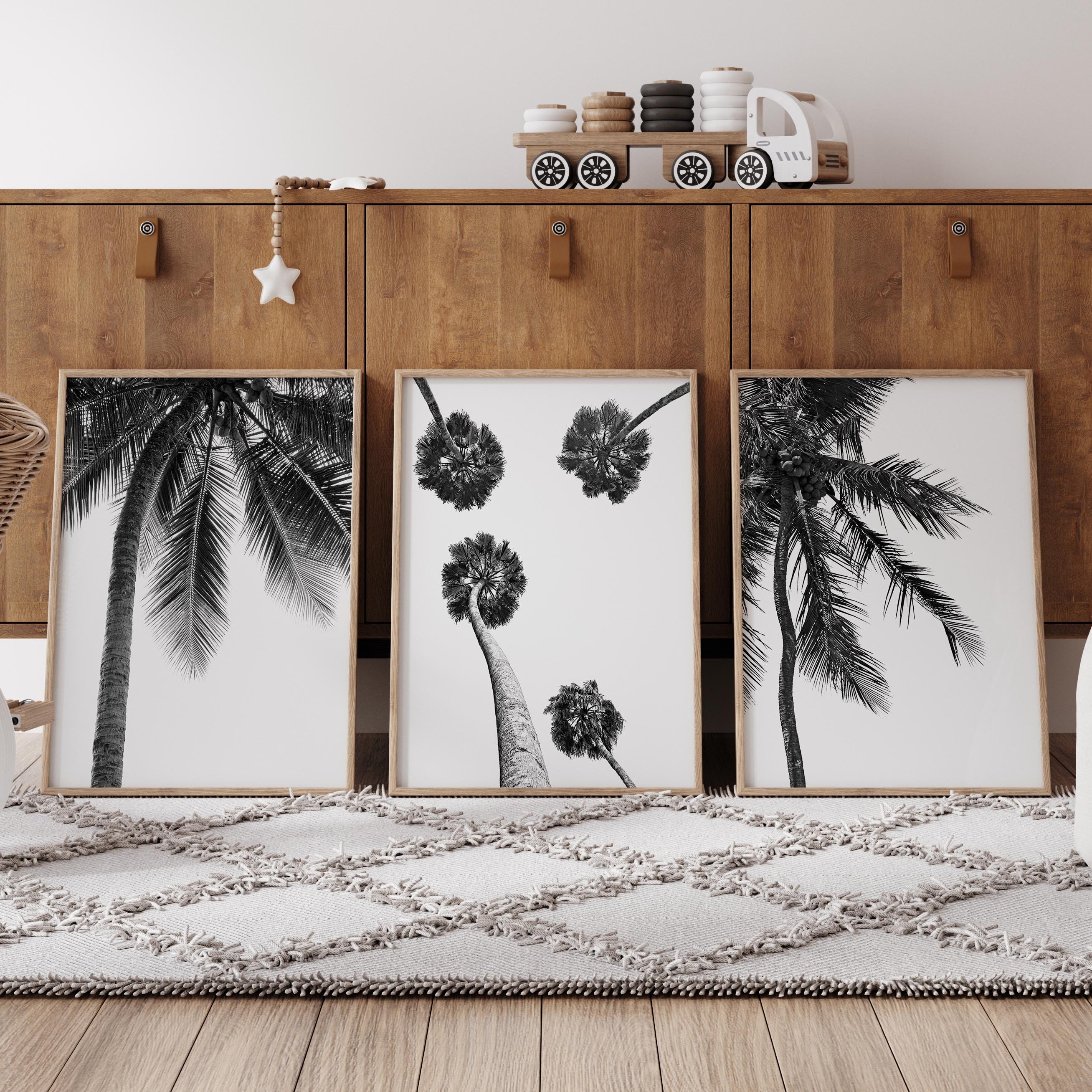 Palm Tree Prints, Set of 3 Prints, Black and White Set of 3, Wall Decor ...