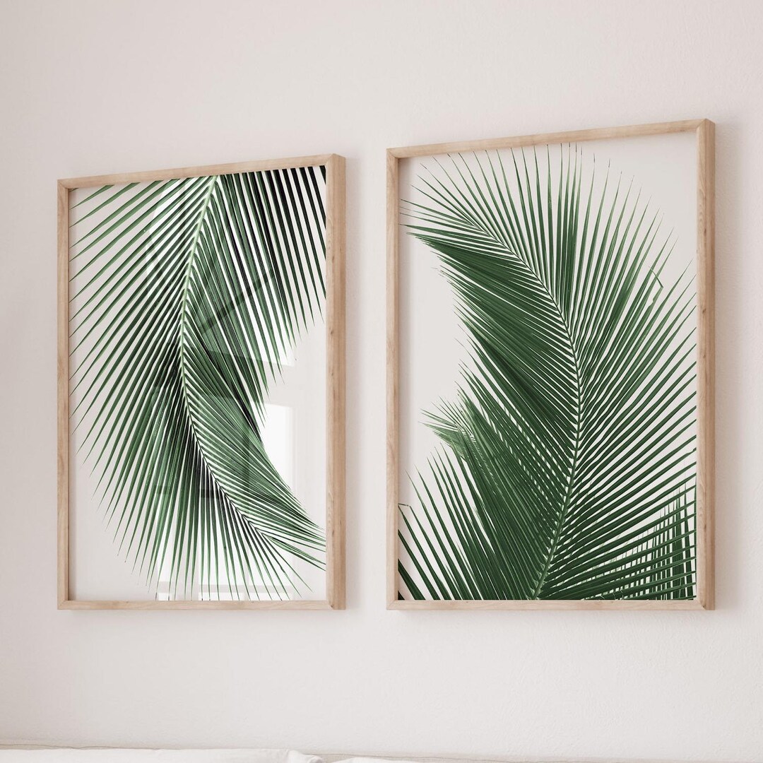Set of 2 Tropical Wall Art Palm Leaf Prints Set of 2 Prints Leaves ...