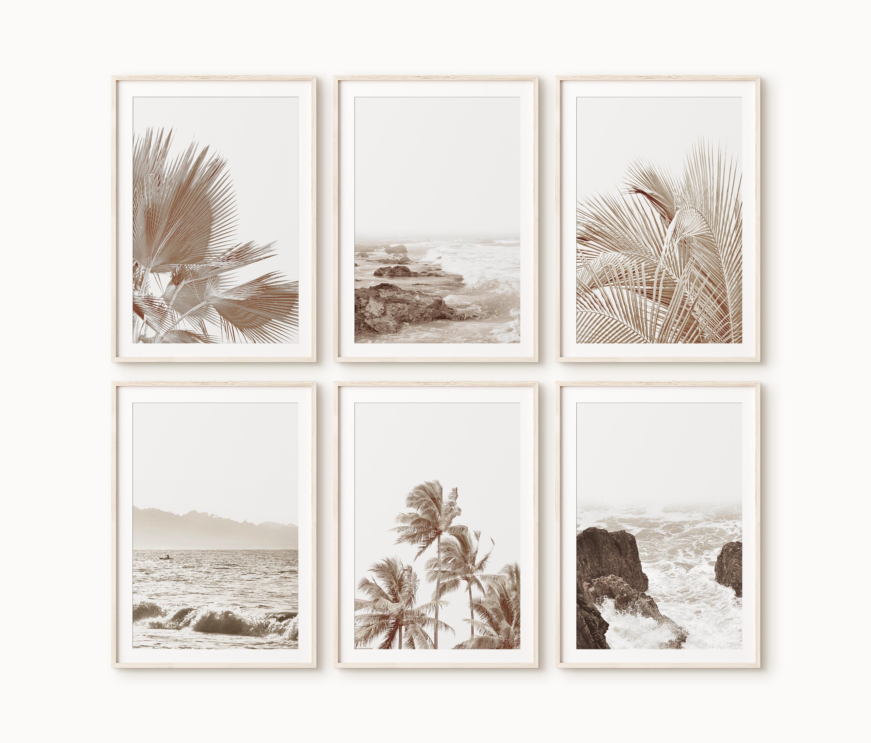 Set of 6 Beach Prints Printable Wall Art Coastal Decor Palm - Etsy