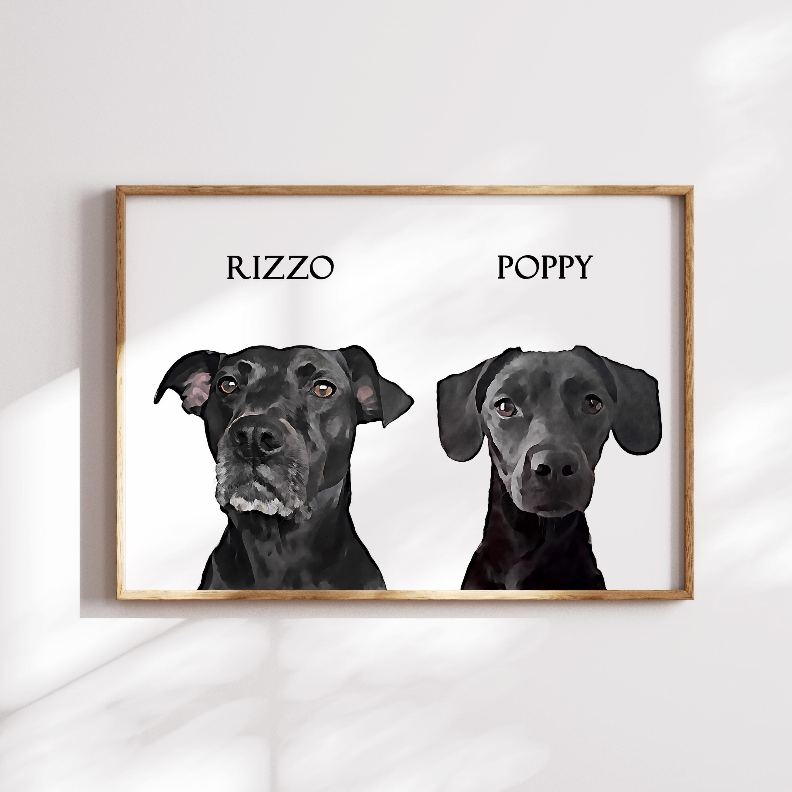 Custom Pet Portrait, Personalized Dog Gift, Multiple Dog Portrait, Pets ...