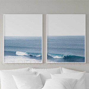 Ocean Waves Print Beach Wall Art Set of 2 Ocean Prints Blue Sea Print ...