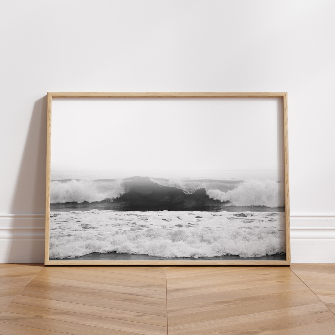 Ocean Wave Print Black and White Seascape Digital Print Ocean Wave ...