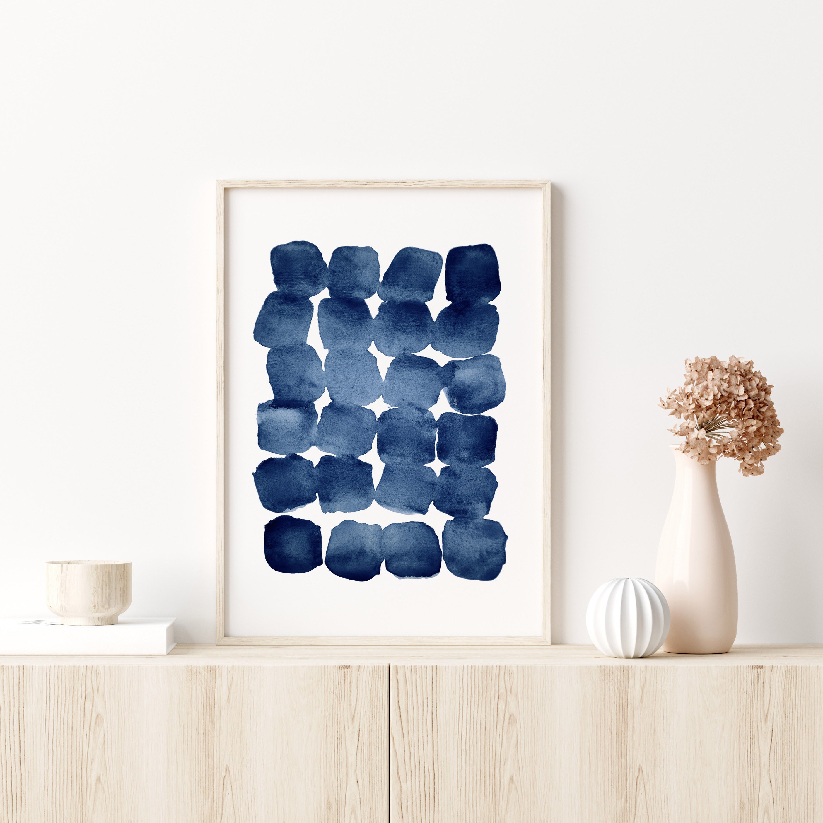 Navy Blue Wall Art Abstract Watercolor Print Set of 4 Prints Blue ...