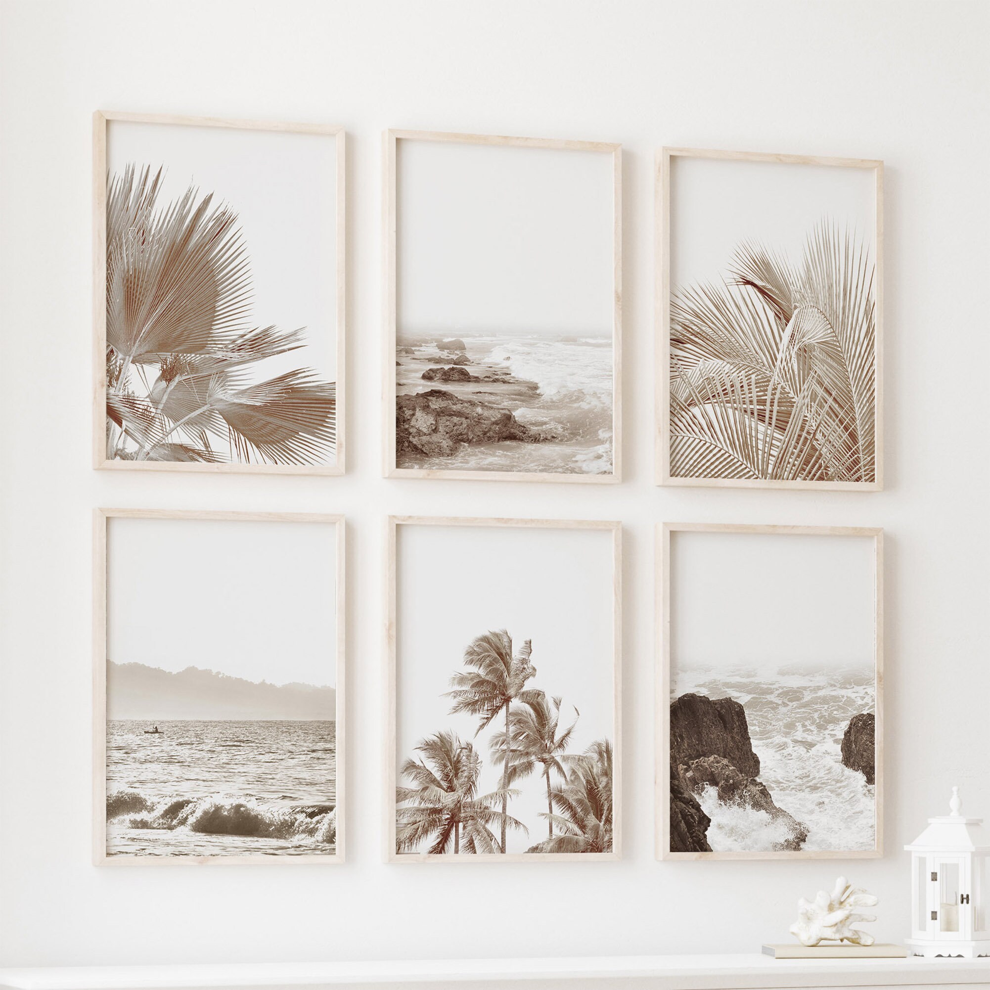 Set of 6 Beach Prints Printable Wall Art Coastal Decor Palm Prints ...
