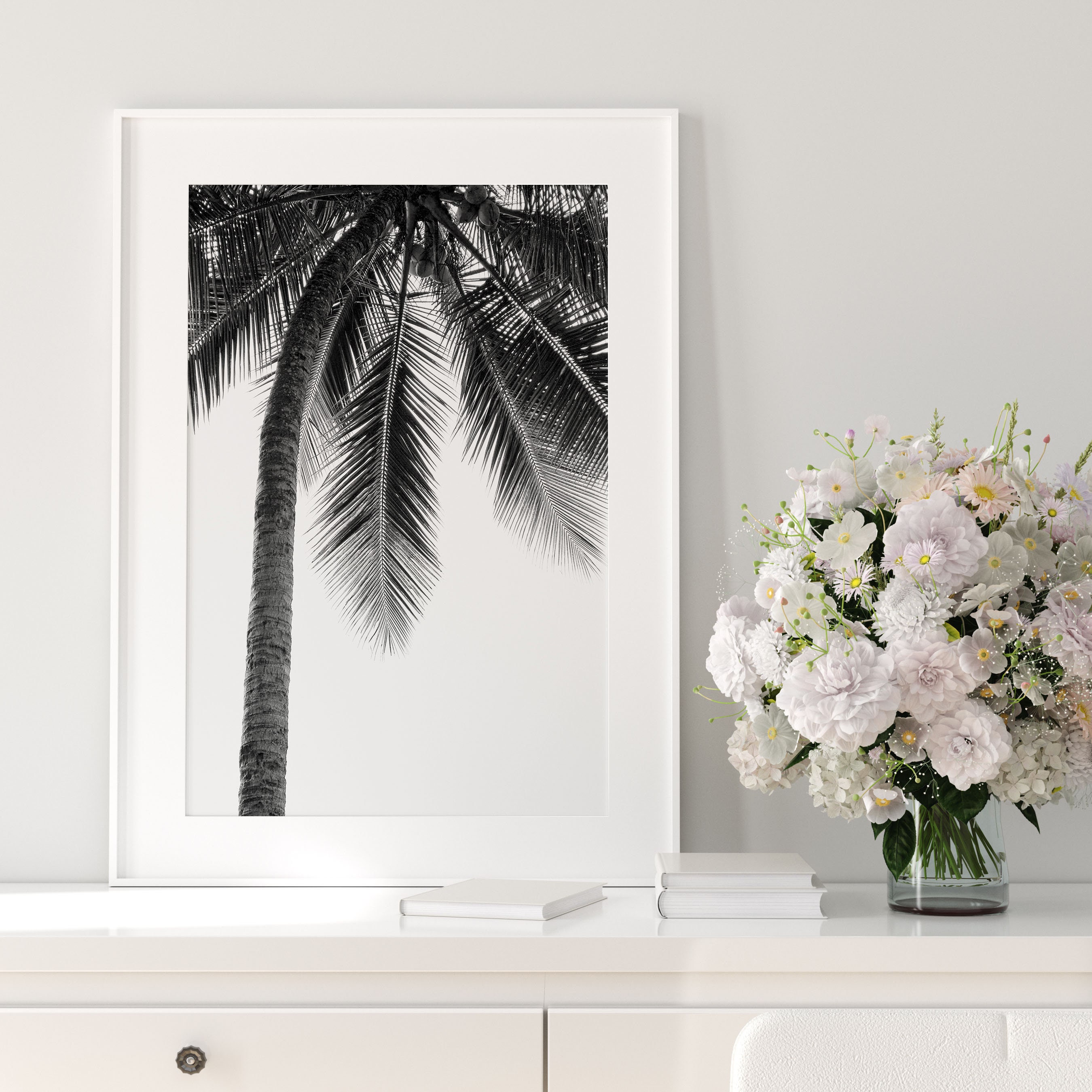 Palm Tree Prints, Set of 3 Prints, Black and White Set of 3, Wall Decor ...