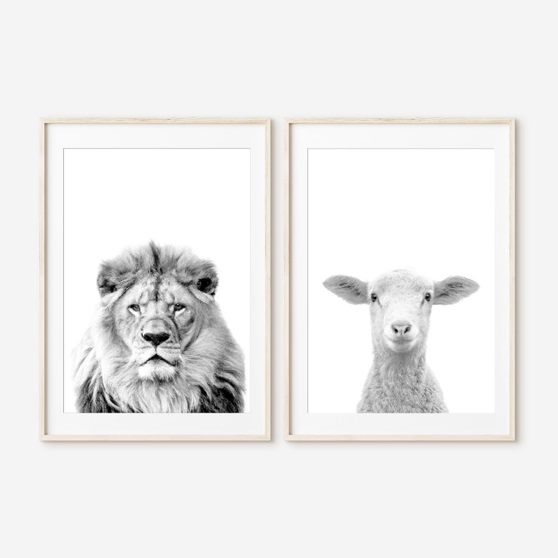 Lion and Lamb Wall Art Lion Print Wall Art Decor Nursery Print - Etsy
