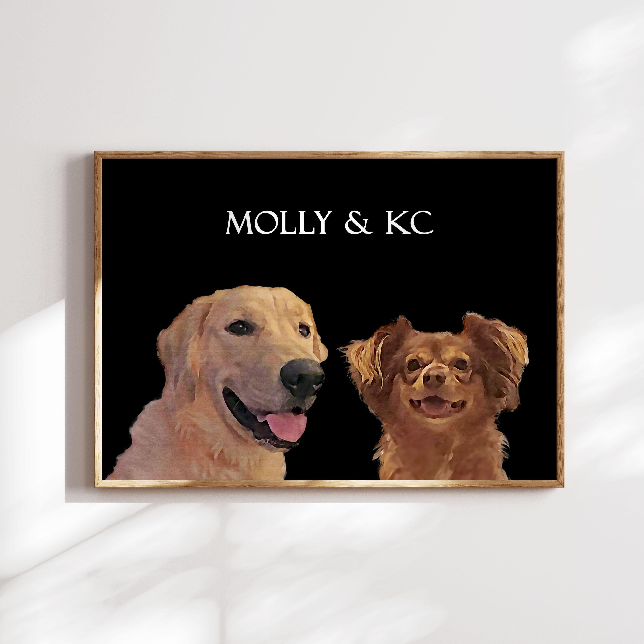 Custom Pet Portrait, Personalized Dog Gift, Multiple Dog Portrait, Pets ...