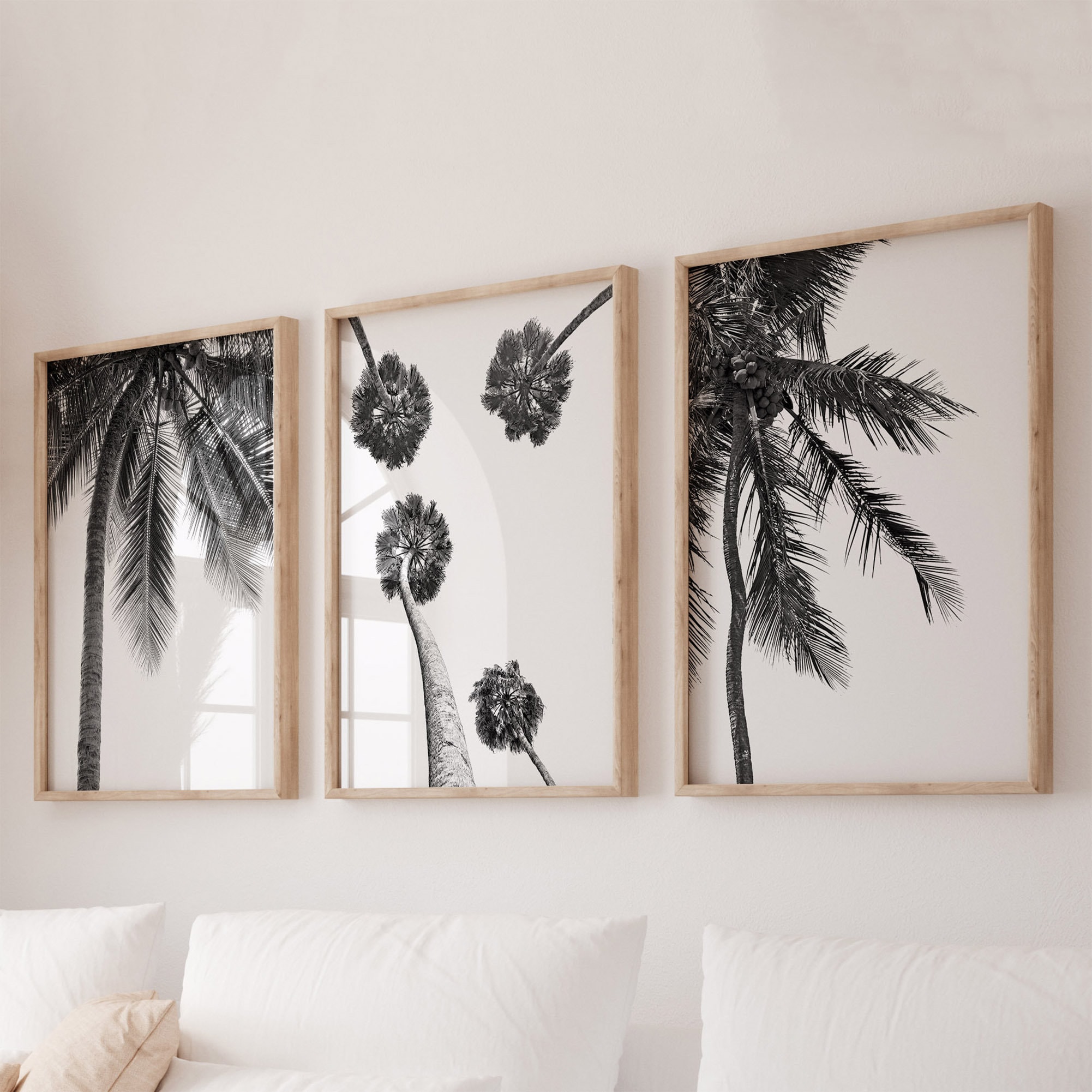 Palm Tree Prints, Set of 3 Prints, Black and White Set of 3, Wall Decor ...