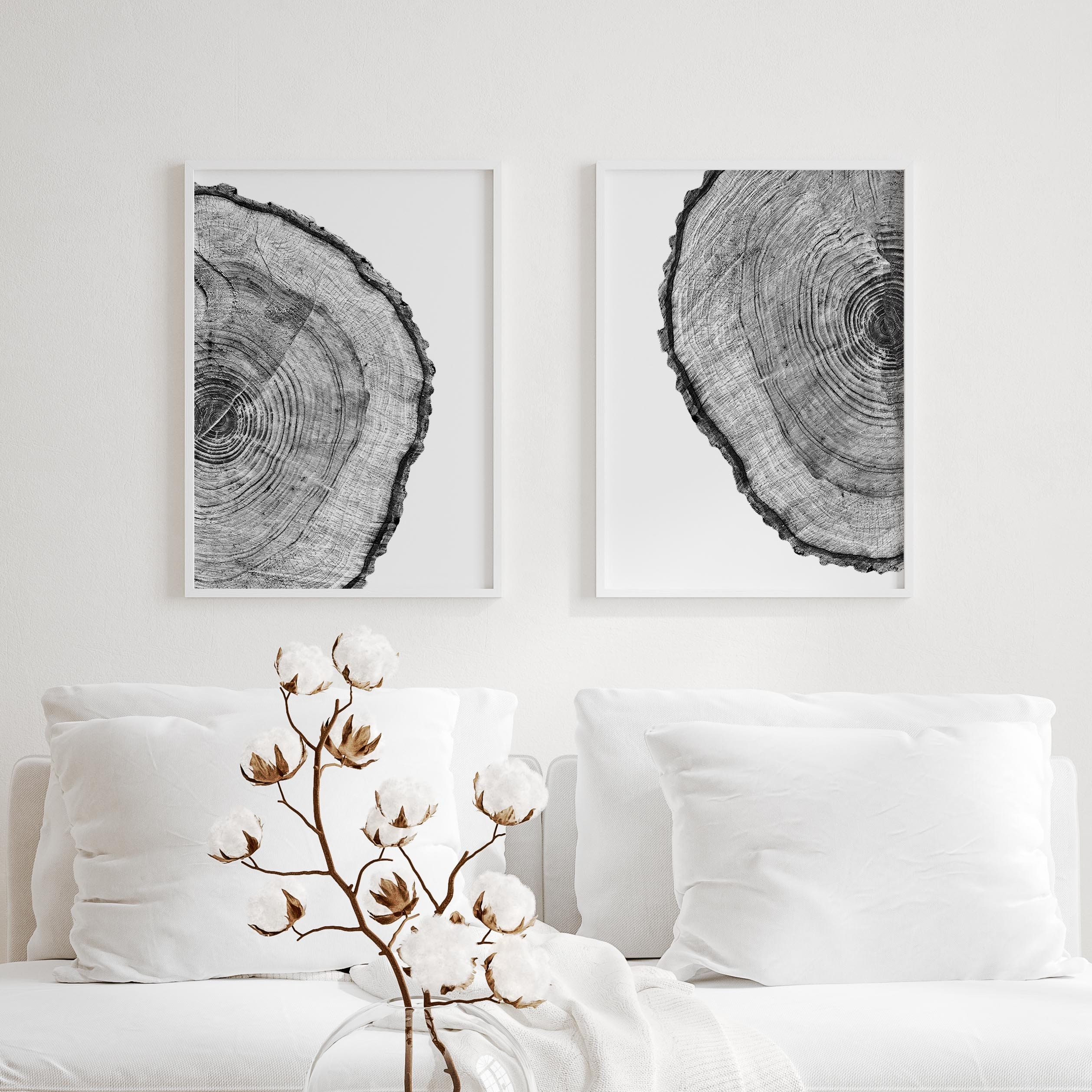 Tree Rings Print Printable Art Tree Stump Black and White Print Set of ...
