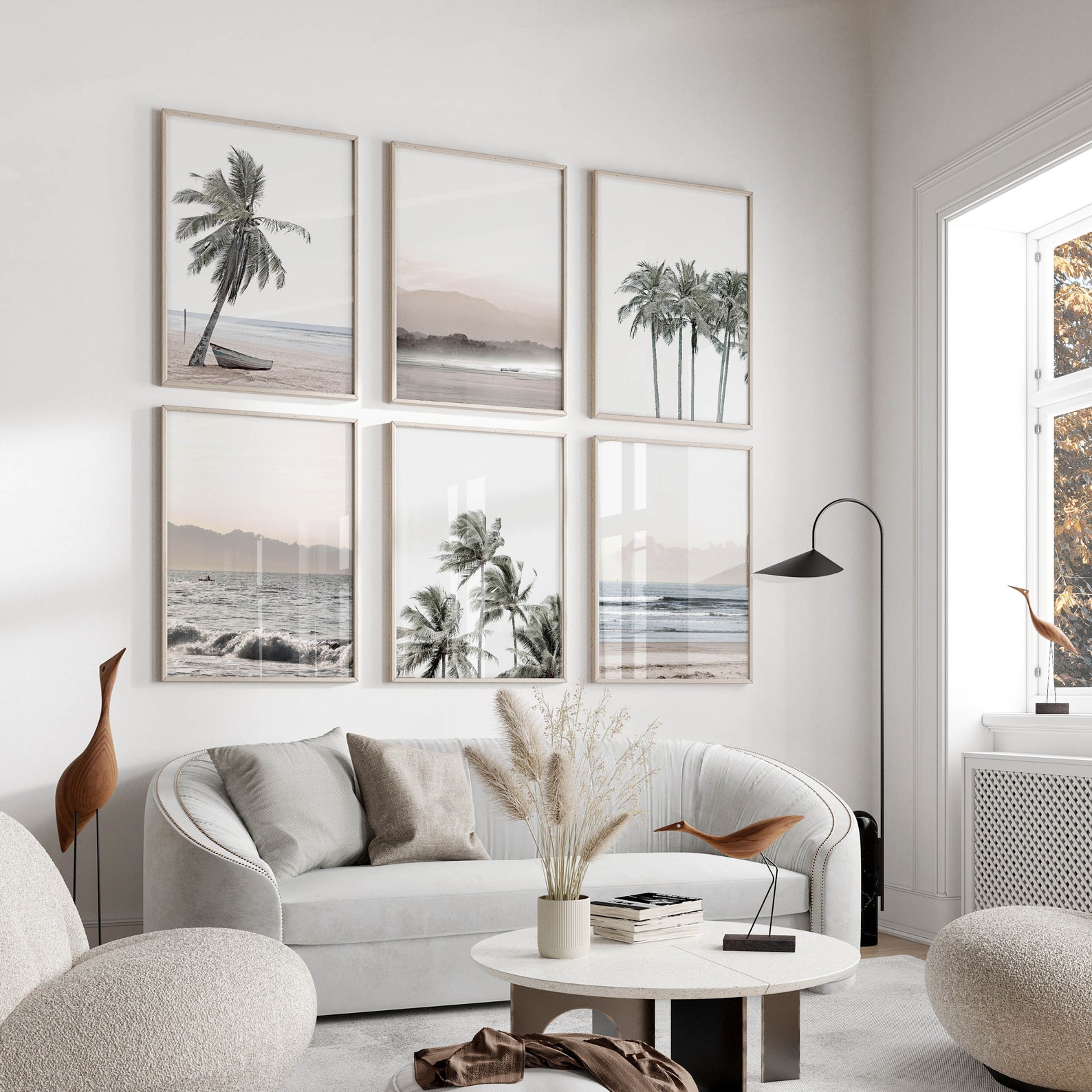 Set of 6 Prints Palm Tree Prints Tropical Wall Art Beach Print ...