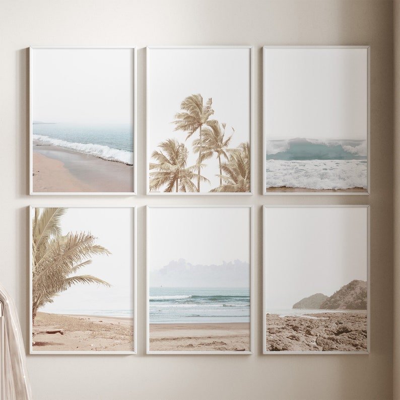 Coastal Wall Art Set of 6 Prints Beach Print Tropical Wall Art Tropical ...