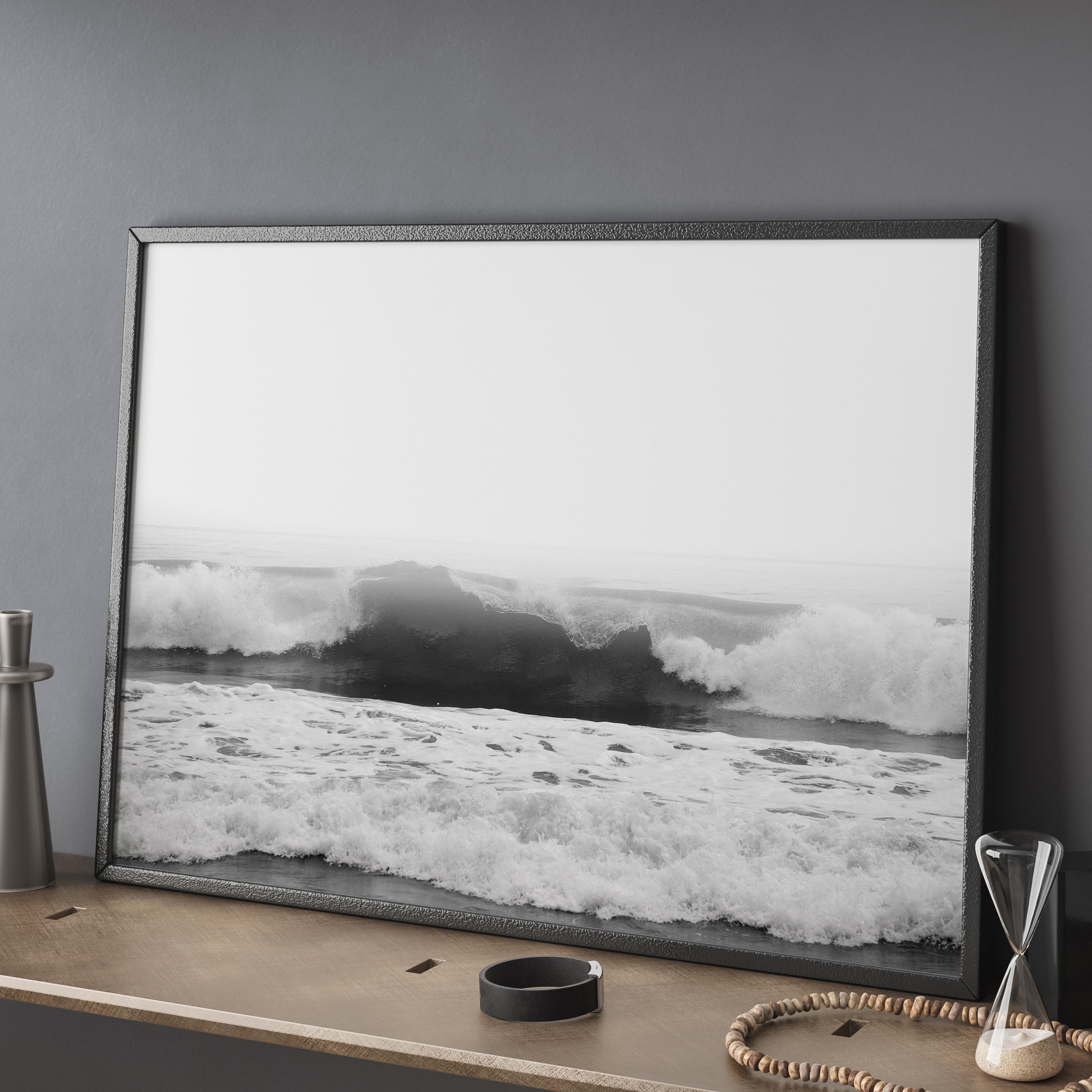 Ocean Wave Print Black and White Seascape Digital Print Ocean Wave ...