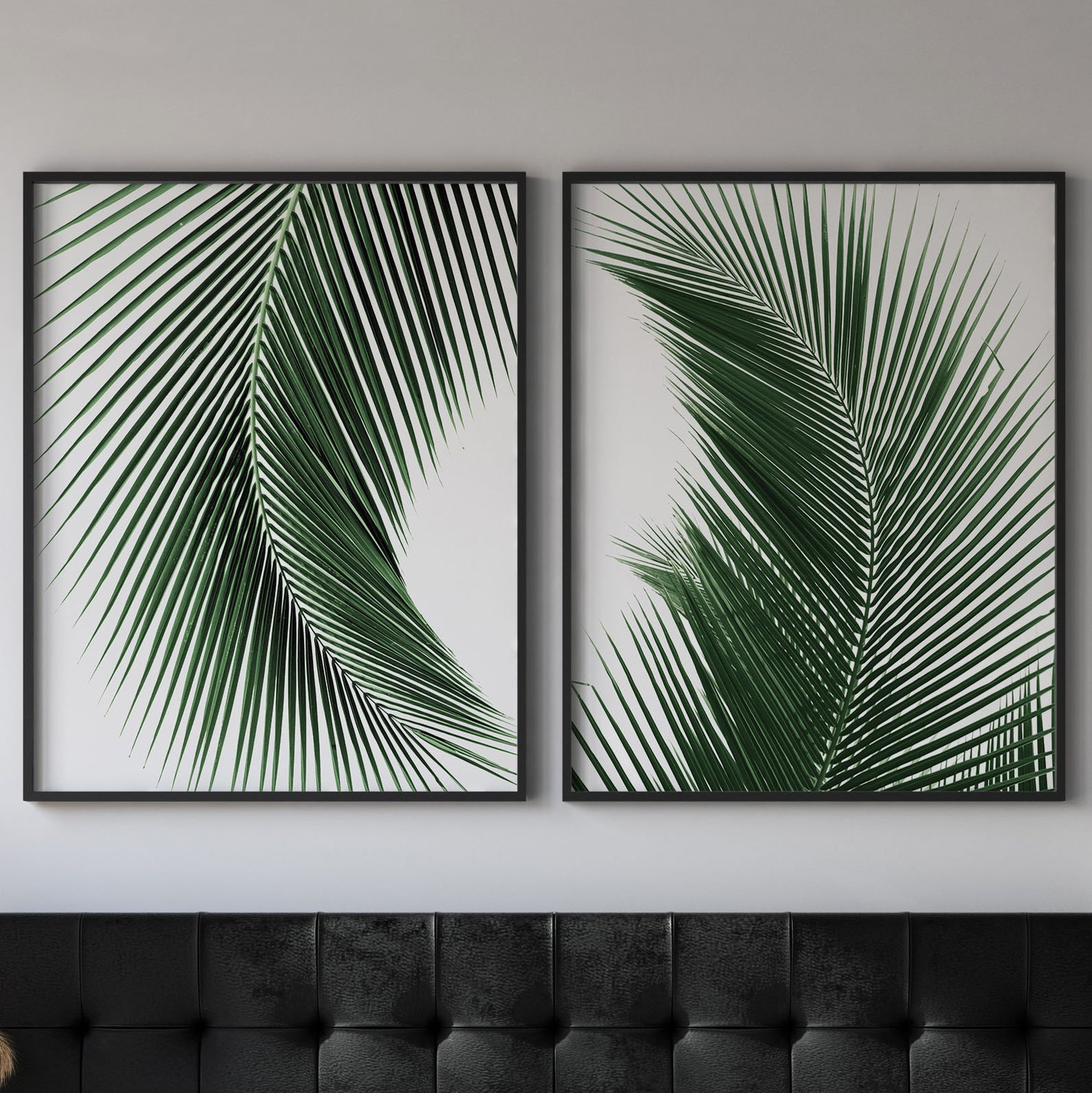 Set of 2 Tropical Wall Art Palm Leaf Prints Set of 2 Prints Leaves ...