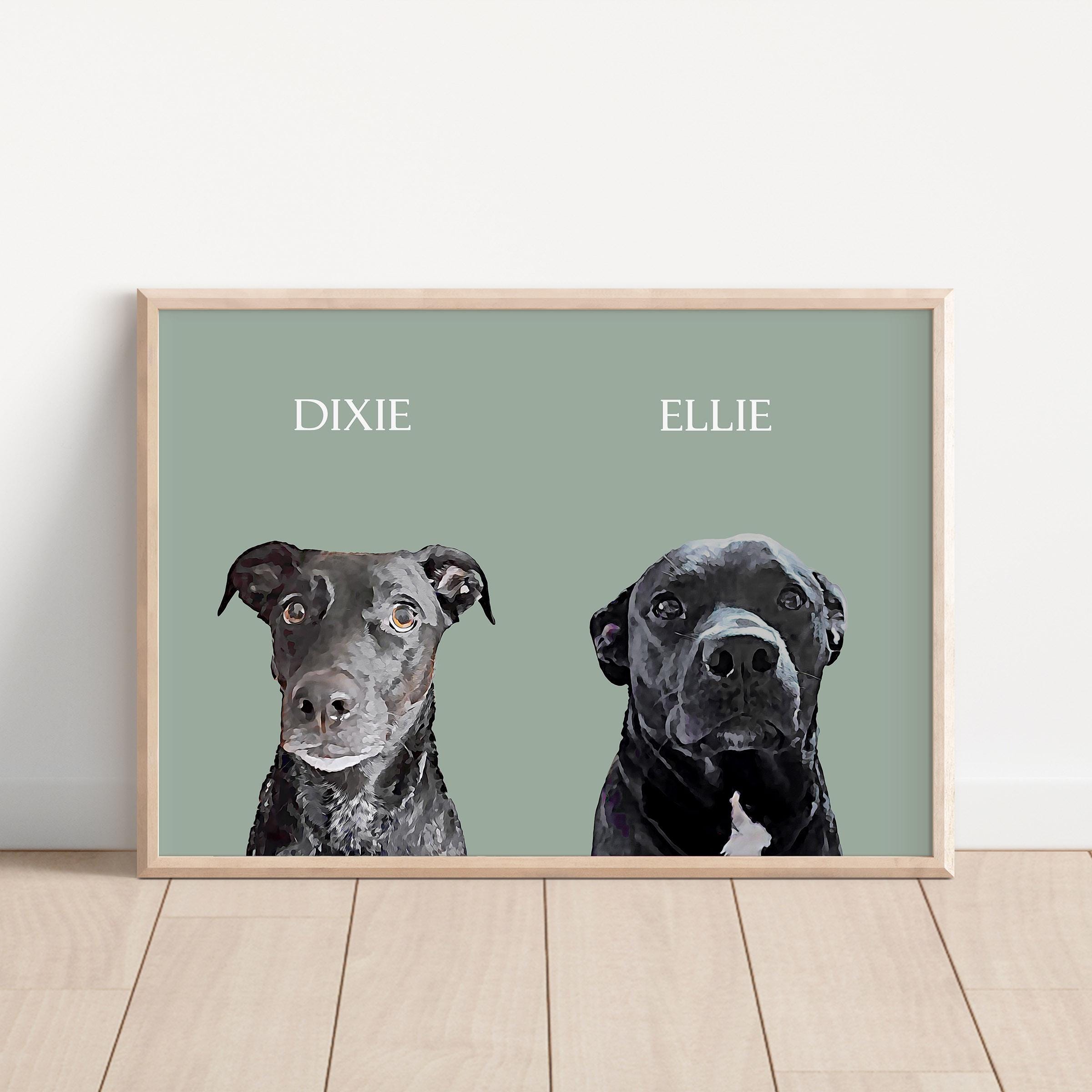 Custom Pet Portrait, Personalized Dog Gift, Multiple Dog Portrait, Pets ...