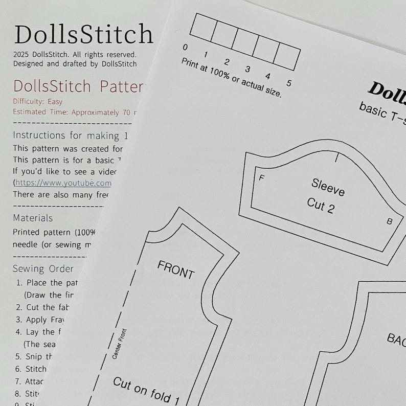 Dollsstitch Pattern 5 – Basic T-shirt for a 11.5-inch Male Doll (based ...