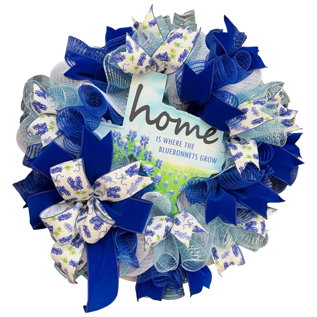 Texas Bluebonnet Wreath for Front Door, Home is Where the Bluebonnets ...