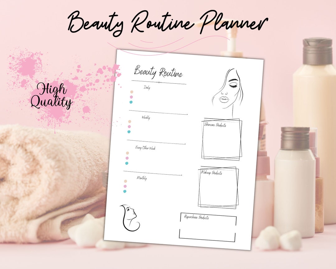 Skincare Routine for Digital Planner, Beauty Routine Template, Skincare ...