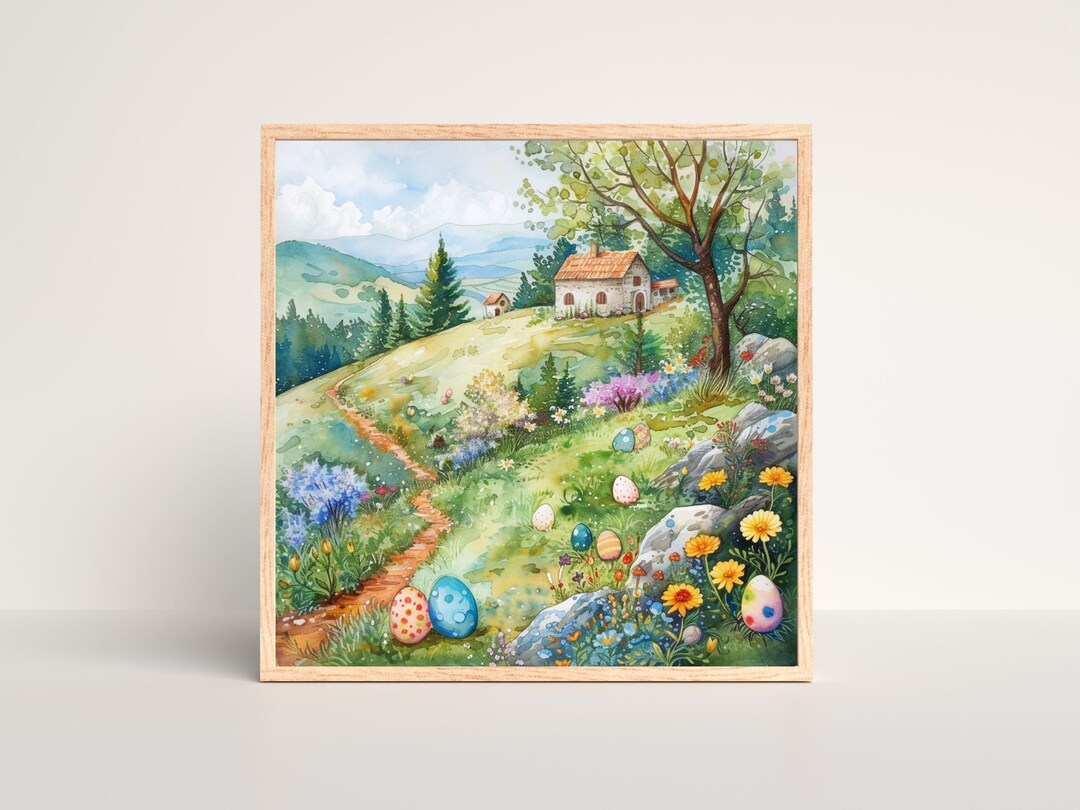 Watercolour Easter Scene, Easter, Holiday, Joyful, Celebration, Calming ...