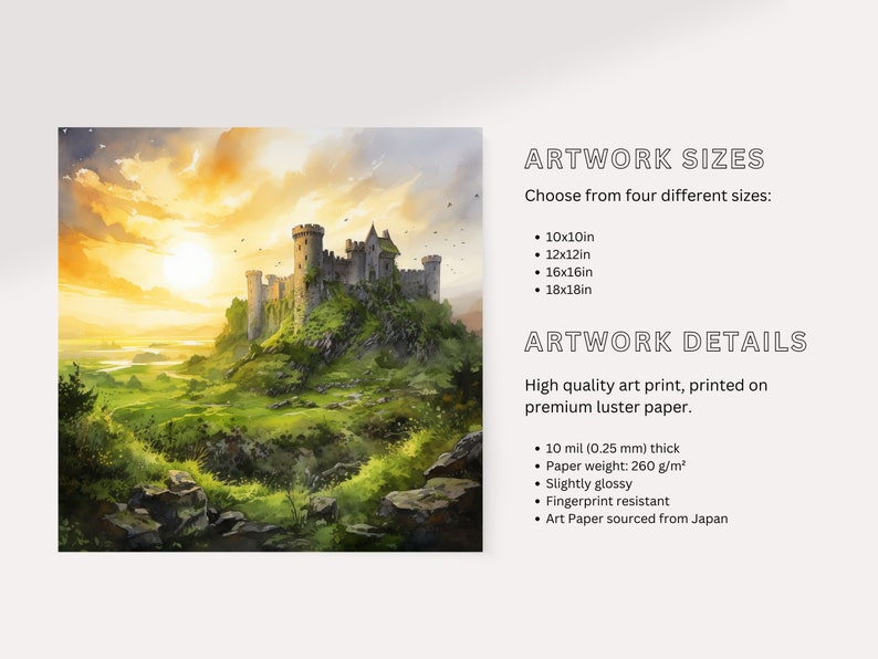 Watercolour Art Print of Medieval Castle Sunset Knights of - Etsy