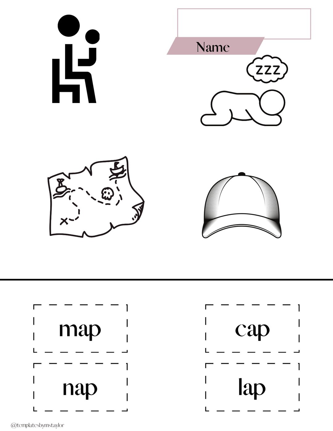 3 Letter Phonic ap Cut and Paste - Etsy