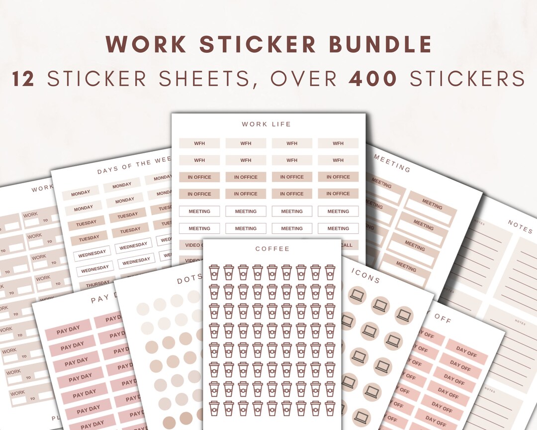 WORK STICKER BUNDLE, Neutral Planner Sticker Bundle, Sticker Bundle ...