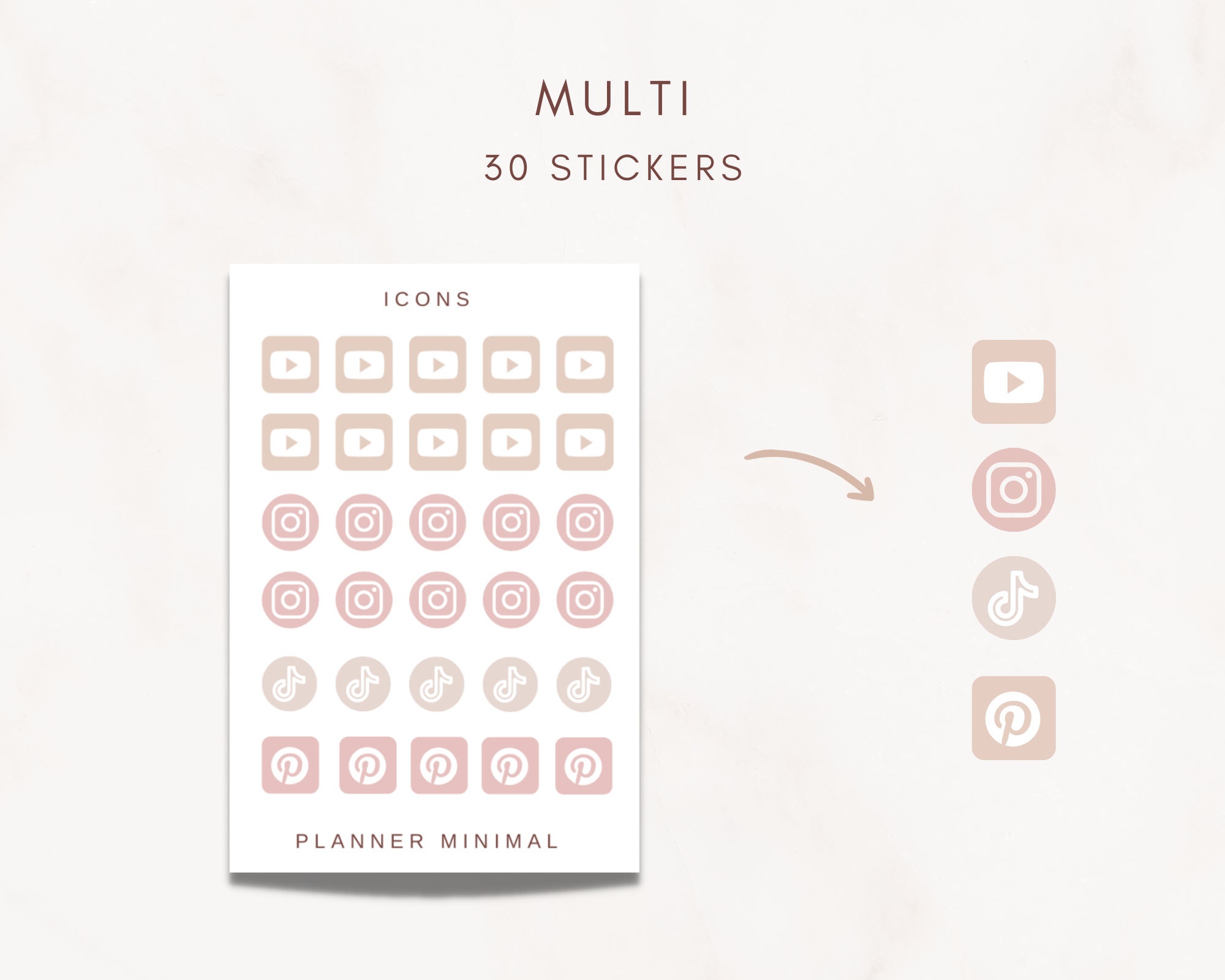 SOCIAL MEDIA Icon Stickers INFLUENCER Planner Stickers - Etsy UK